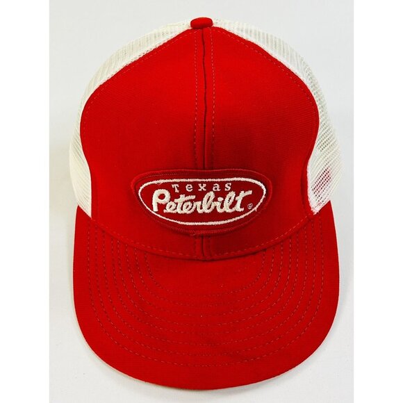Accessories | Vtg Peterbilt Trucker Hat Embroidered Red White Mesh ...